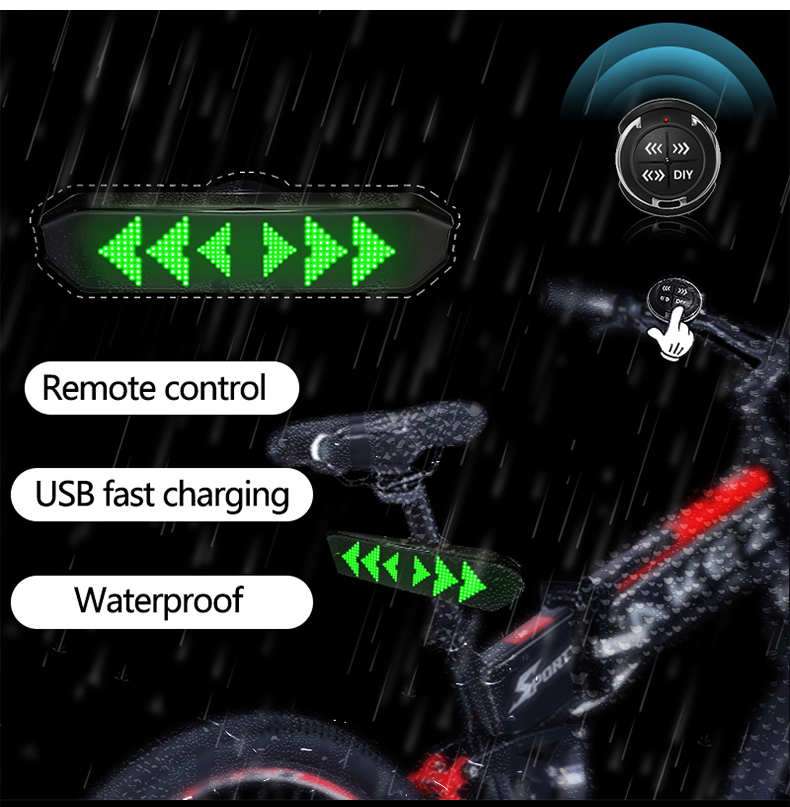 electronic bike light led display scrolling RGB message display screen ...