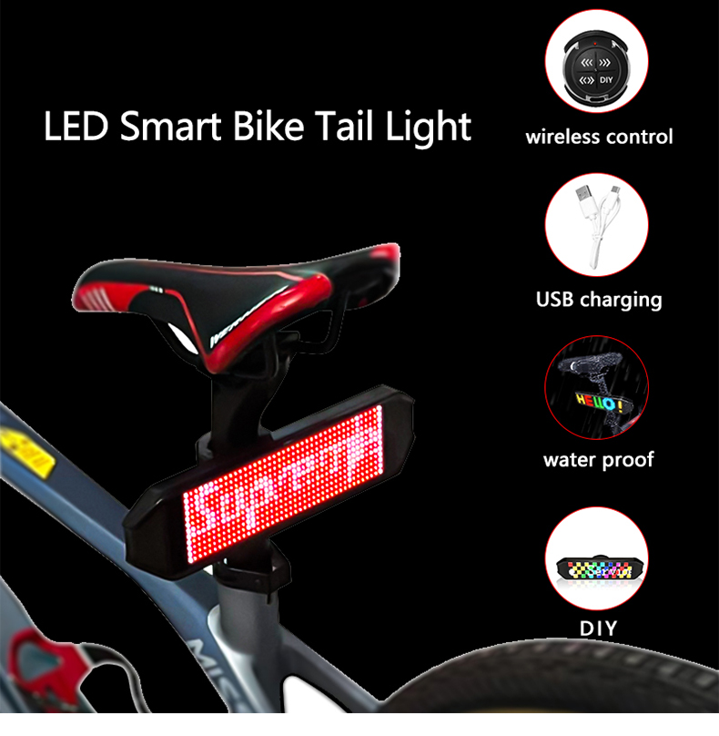electronic bike light led display scrolling RGB message display screen ...
