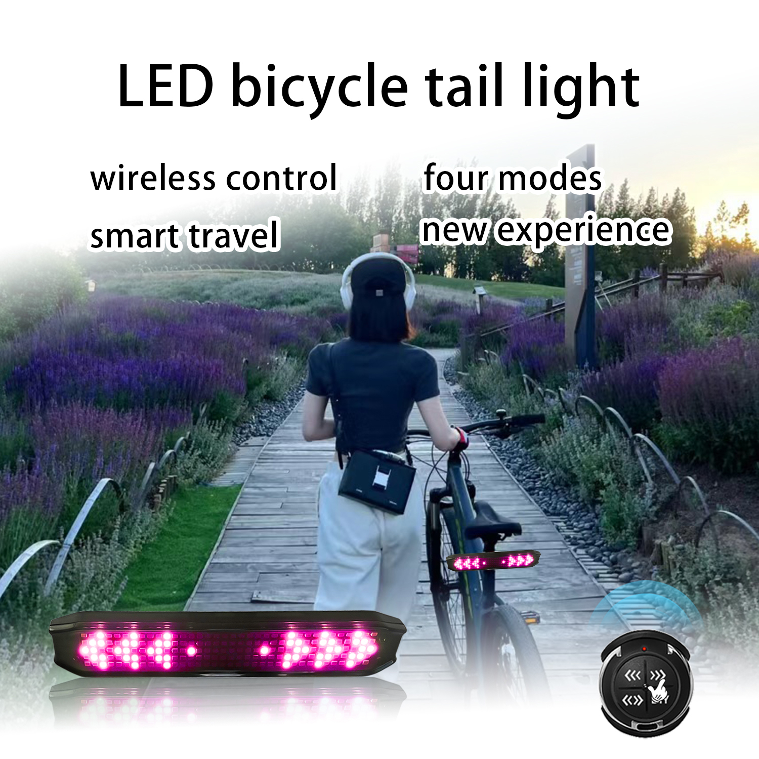 Smart remote control rainproof super bright turn signal warning rear ...